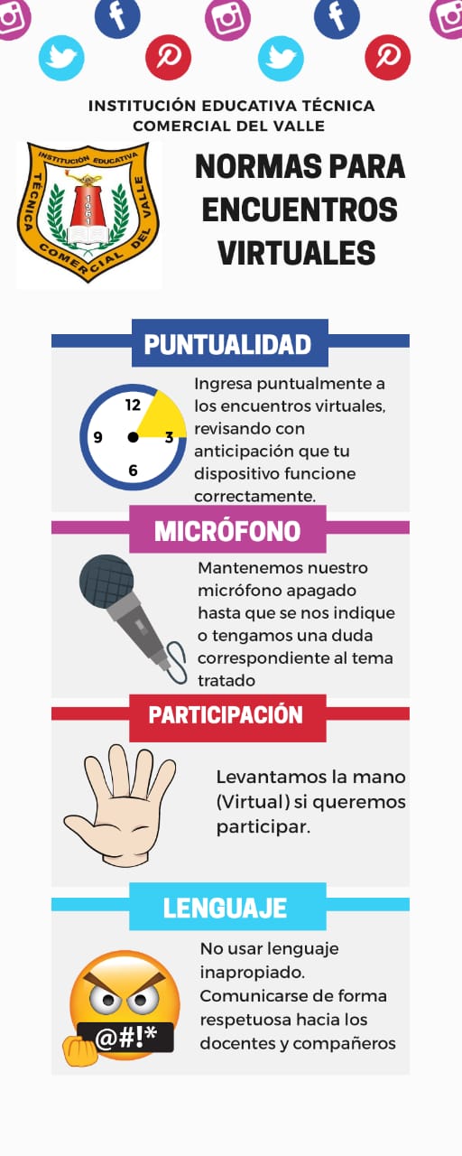 Normas para encuentros virtuales – IE Tecnica Comercial del Valle