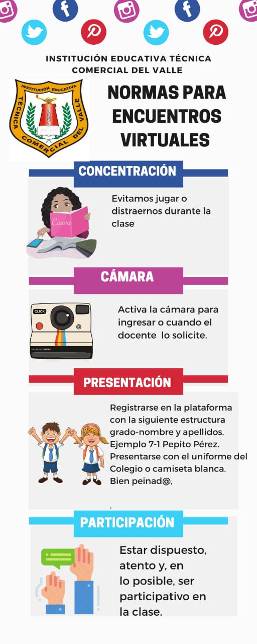 Normas para encuentros virtuales – IE Tecnica Comercial del Valle